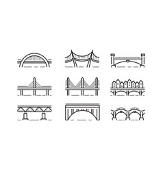 Bridge icons set flat style Royalty Free Vector Image