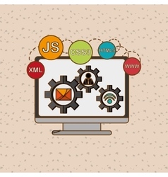 Cartoon page html coding web Royalty Free Vector Image