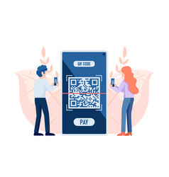 Qr code verification app website template Vector Image