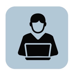 Businessman working on computer icon Royalty Free Vector