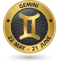 Gemini gold sparkle zodiac sign Royalty Free Vector Image