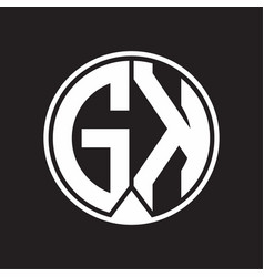 Gk logo with circle rounded negative space design Vector Image