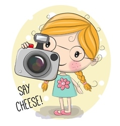 Cute cartoon girl with a camera Royalty Free Vector Image