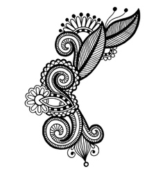 Black line art ornate flower design collection Vector Image