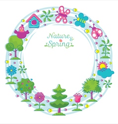 Spring season object icons wreath Royalty Free Vector Image
