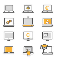 Laptop icons set Royalty Free Vector Image - VectorStock