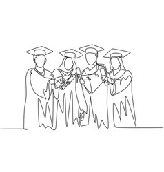 Education concept one line drawing young happy Vector Image