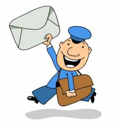 Cartoon postman holding mail and bag Royalty Free Vector