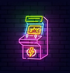 Retro games neon sign bright signboard Royalty Free Vector