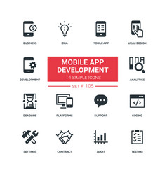 Set flat line icons seo and web design Royalty Free Vector