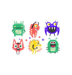 Cute colorful monsters with open mouth set Vector Image