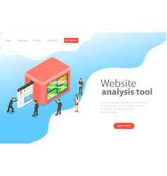 Flat isometric landing page template Royalty Free Vector