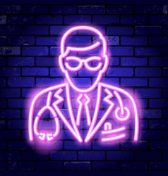 Doctor with stethoscope neon signboard Royalty Free Vector