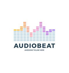 Audio sound wave logo template stock design line Vector Image