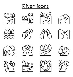 Water icon set in thin line style Royalty Free Vector Image