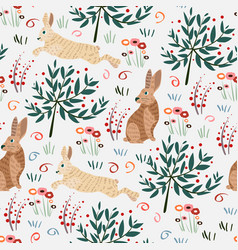 Cute rabbits seamless pattern Royalty Free Vector Image
