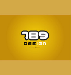 789 number numeral digit white on yellow Vector Image