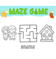 Christmas coloring book or page gingerbread house Vector Image