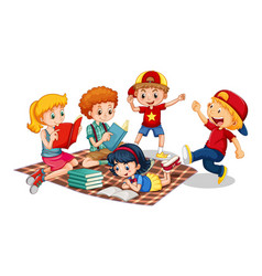 Group young children cartoon character on Vector Image