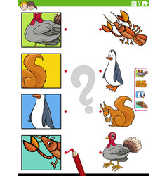 Match cartoon animals and clippings educational Vector Image