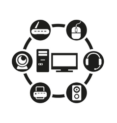 Computer hardware icons pc components Royalty Free Vector