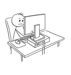 Cartoon man or boy playing computer game Vector Image