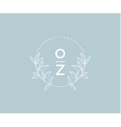 Initial oz letters beautiful floral feminine Vector Image
