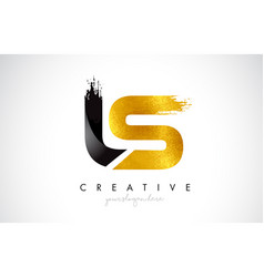 Ls letter design with brush stroke and modern 3d Vector Image