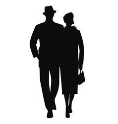 Silhouettes of newlyweds couple wearing wedding Vector Image