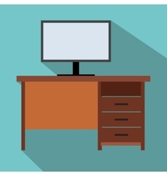 Wooden office desk cartoon icon Royalty Free Vector Image