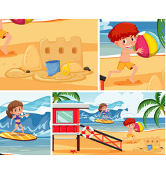 Children playing in the sea Royalty Free Vector Image