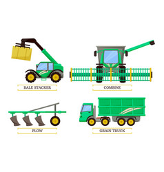 Bale stacker and combine set Royalty Free Vector Image