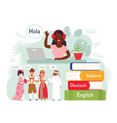 Foreign language online learning people Royalty Free Vector