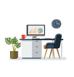 Office desk with computer Royalty Free Vector Image