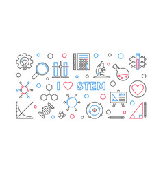 I love stem concept outline banner or Royalty Free Vector