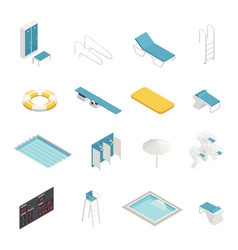 Swimming pool isometric flowchart Royalty Free Vector Image