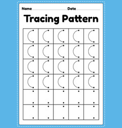 Tracing pattern right curve lines worksheet Vector Image