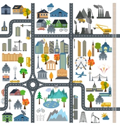 Set of kids city map elements Royalty Free Vector Image