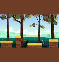 Forest game background 2d application Royalty Free Vector