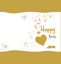 Birthday card with gold glitter and hearts Vector Image