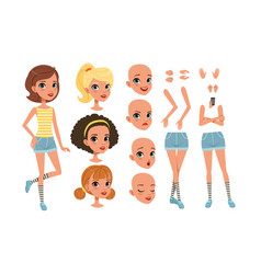 Cute girl constructor for animation pretty female Vector Image