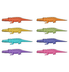 Crocodiles in different colors Royalty Free Vector Image