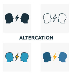 Altercation icon set four elements in different Vector Image