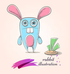 Crazy cute funnt rabbit characters Royalty Free Vector Image