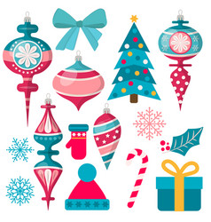 Beautiful christmas decoration collection Vector Image
