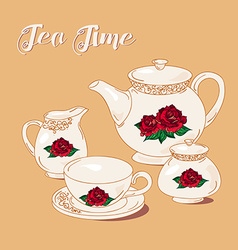 Vintage tea time background Royalty Free Vector Image