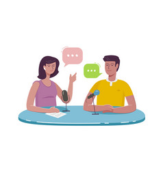 People communicate over internet using computer Vector Image