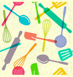 Kitchen tools seamless pattern on white background
