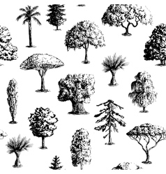 Hand drawn tree pattern Royalty Free Vector Image