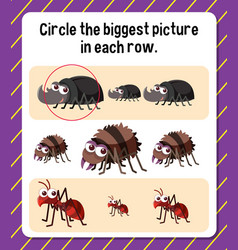 Circle biggest picture in each row worksheet Vector Image